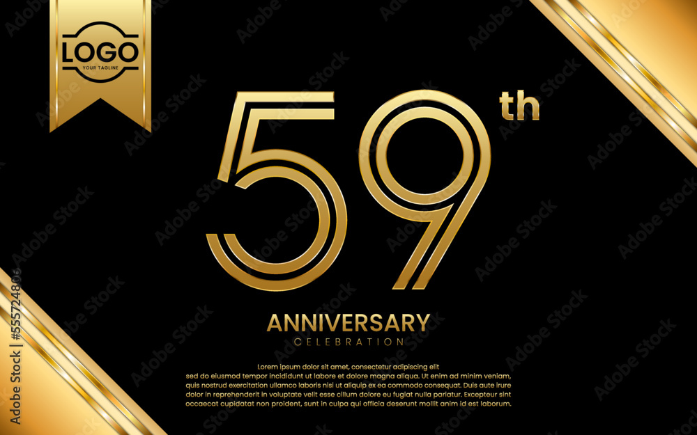 59th Anniversary Celebration. Anniversary Template Design With Gold ...