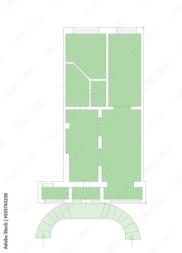Ilustración de Stock 2D CAD layout plan drawing. Draft plan. Apartment ...