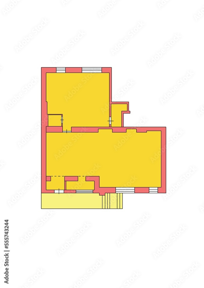 Isolated floor plan with black walls, blueprint of apartment, house ...