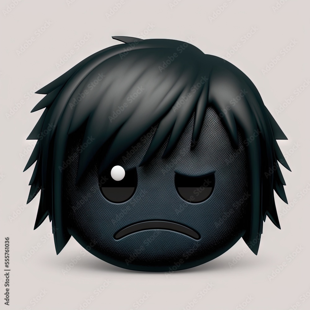 Ilustración de Stock Emo Emoji with black hair and one eye closed ...