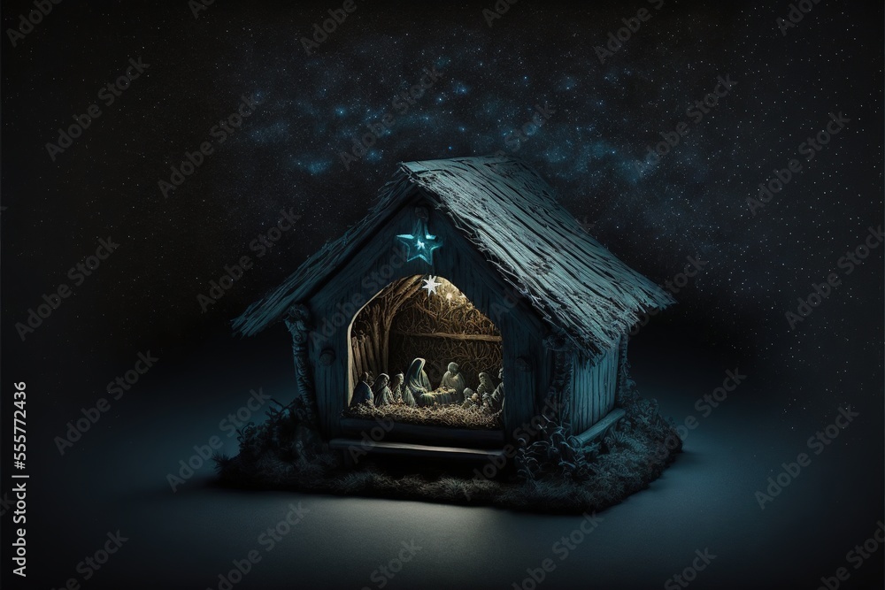 Nativity scene. Christian Christmas concept. Birth of Jesus Christ ...
