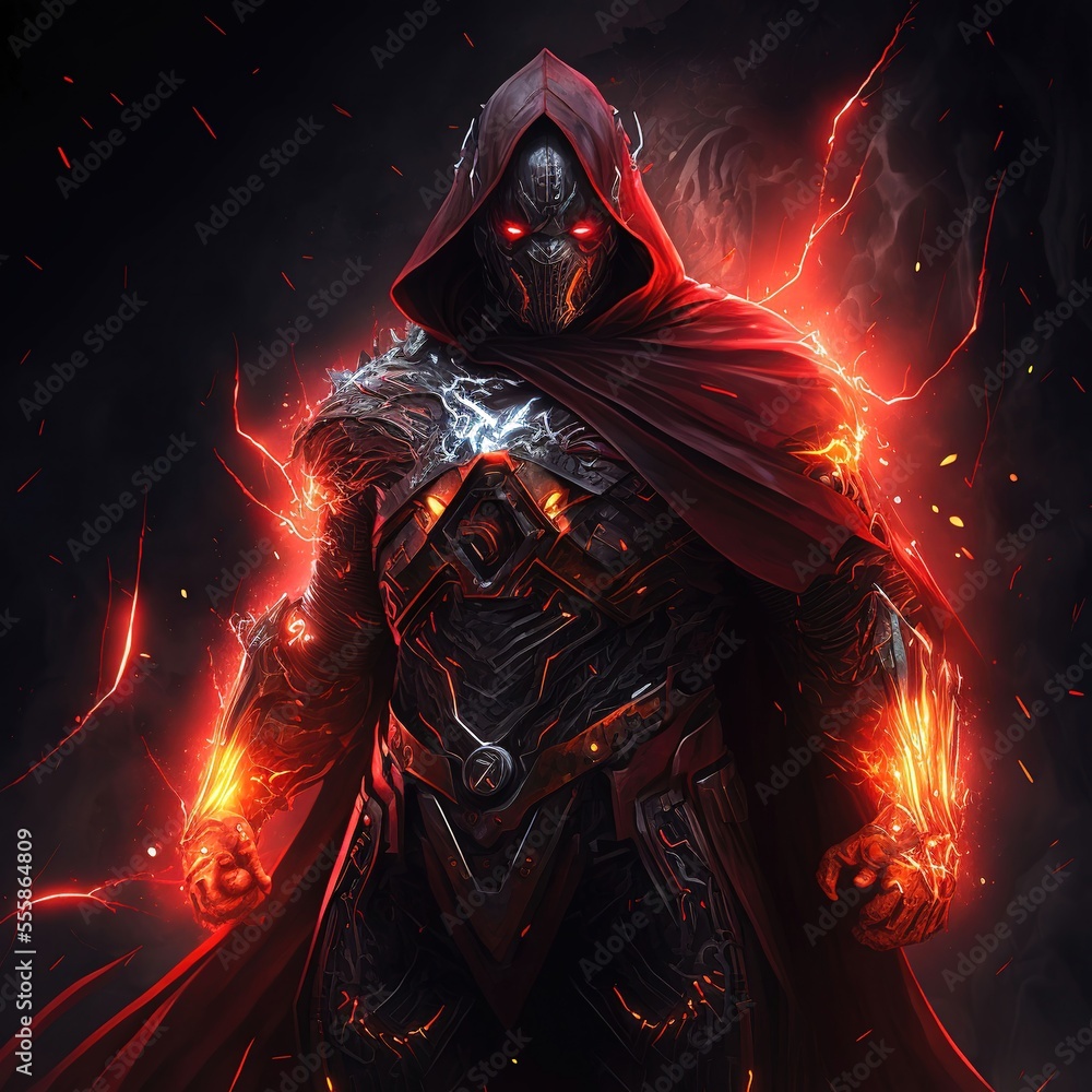An evil knight red wizards power, Generative AI Stock Illustration ...