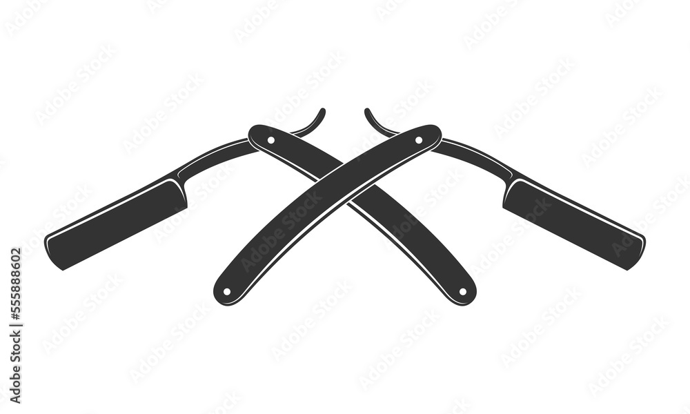 Crossed razors icon. Straight razors for shaving graphic sign isolated ...