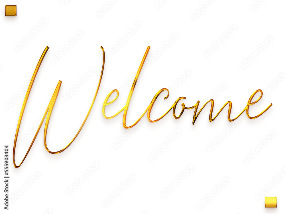 Welcome Text Gold Cursive Calligraphy Text Stock Illustration | Adobe Stock