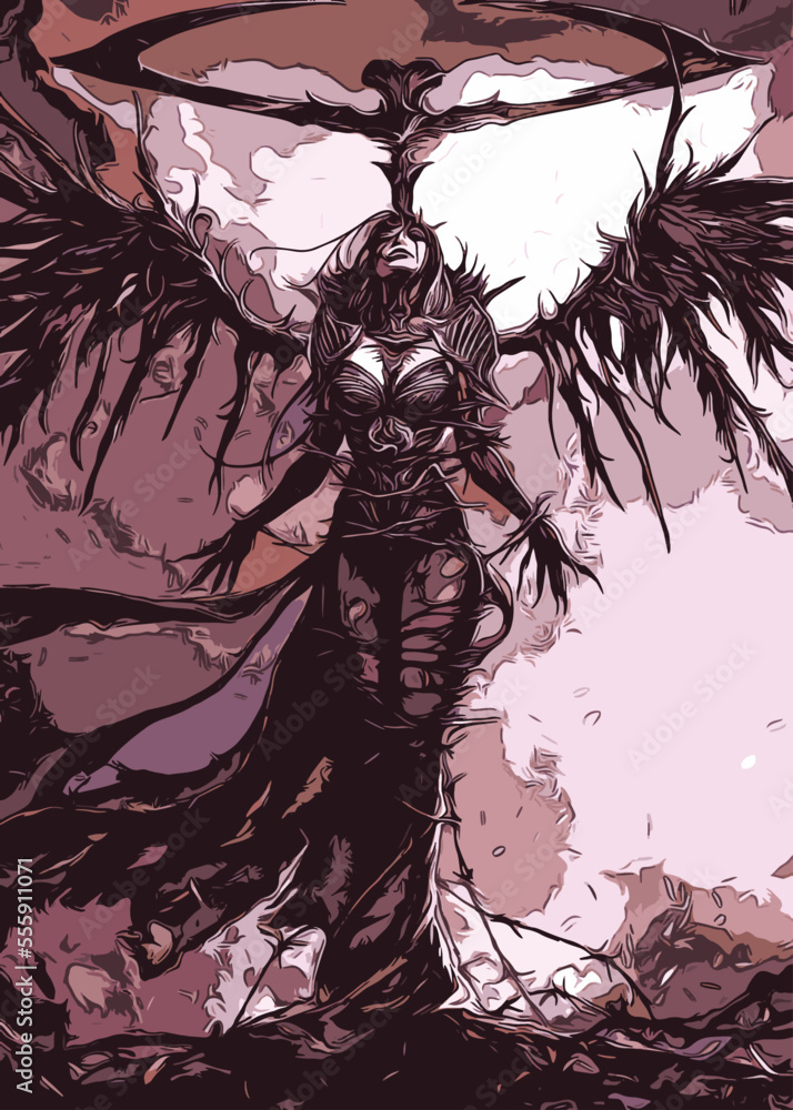 Woman Angel Hero Fantasy Illustration Poster Image, rendering of an ...