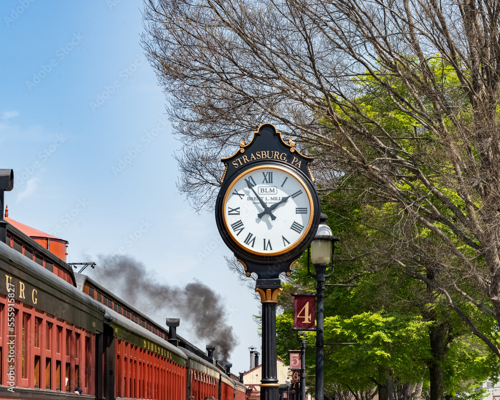 Nice clock in Historic Strasburg Rail Road Station,steam train, railway ...