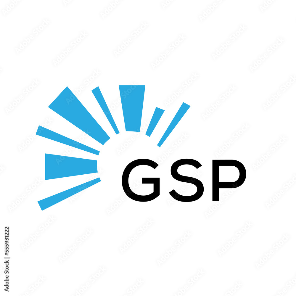 GSP letter logo. GSP blue image on white background and black letter ...