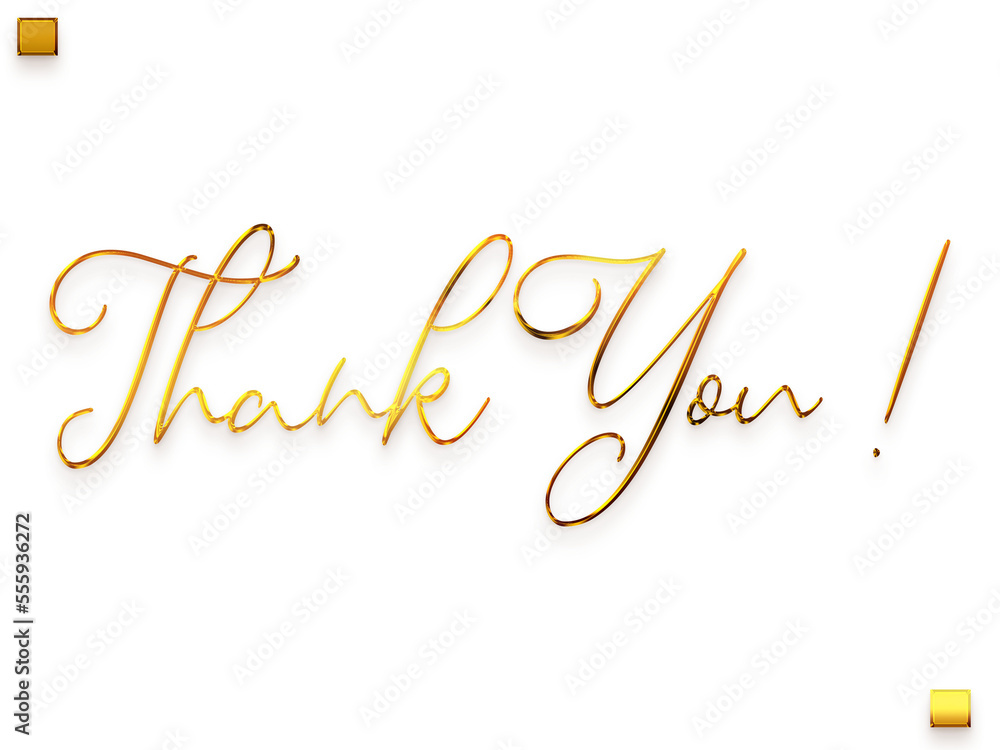 Thank You ! Transparent PNG Gold Cursive Text Calligraphy 素材庫插圖 | Adobe ...