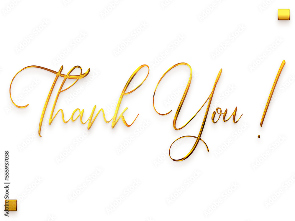 Thank You ! Transparent PNG Gold Text Cursive Calligraphy 素材庫插圖 | Adobe ...