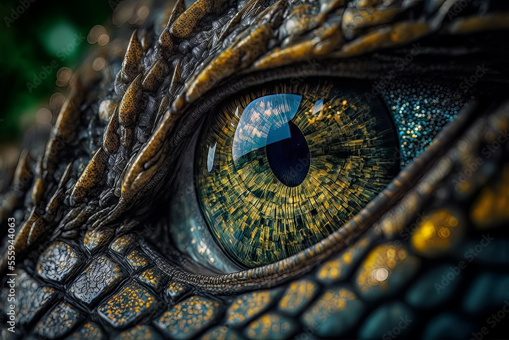 Dragon eye. 3d render of close up lizard eye. Fantasy monster looking ...