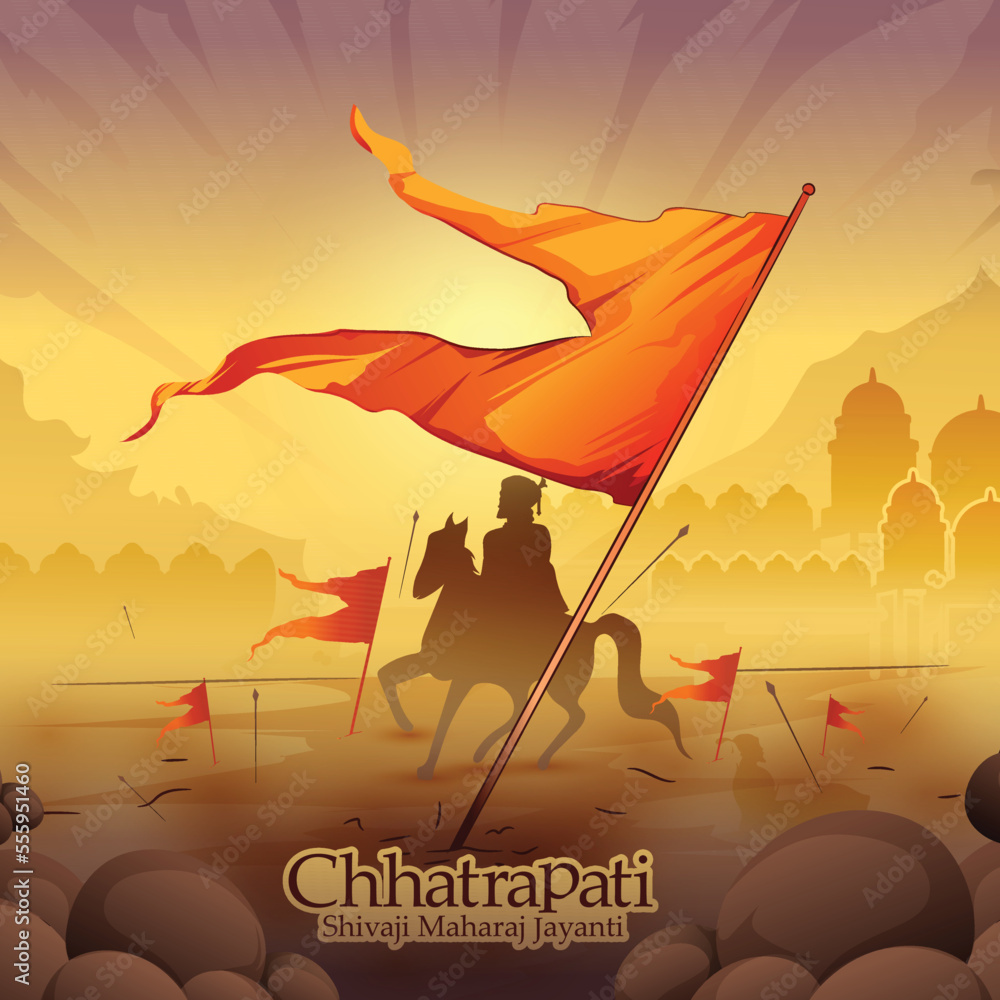 Creative vector silhouette tsketch of Chhatrapati Shivaji Maharaj with ...