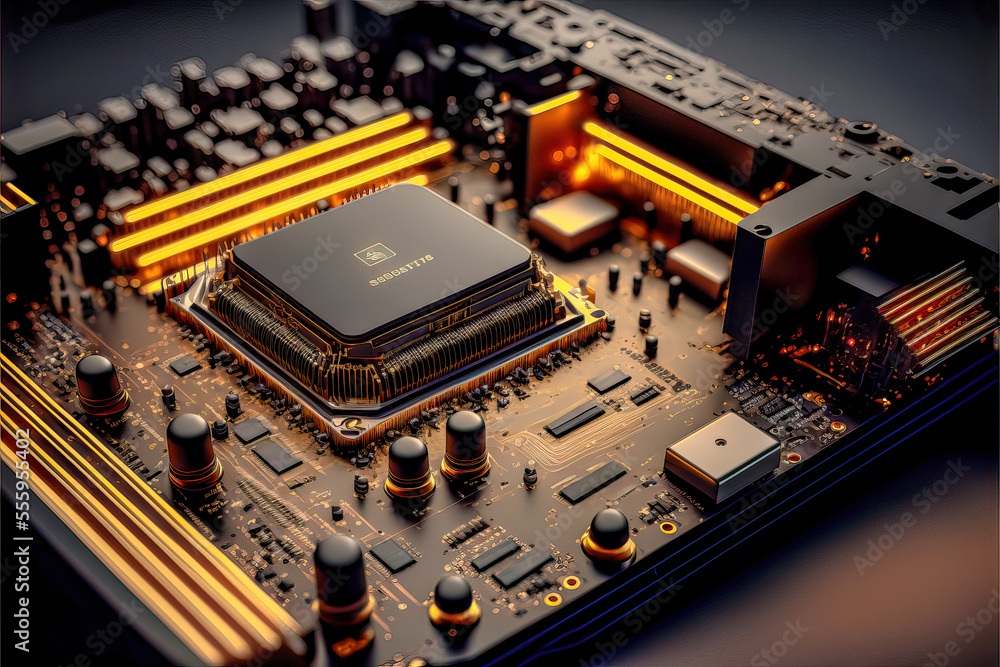 Computer 4.5 CPU Motherboard New Technologie Microcomputer Chip Schaltkreis Bus Future Sience ...