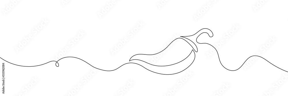 Red chilli. One line drawing on a white background. Vector illustration ...