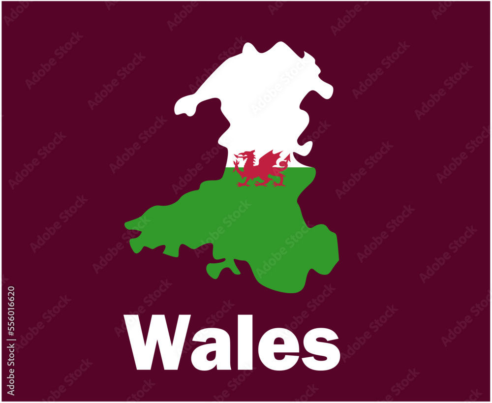 Wales Map Flag With Names Symbol Design Europe football Final Vector ...