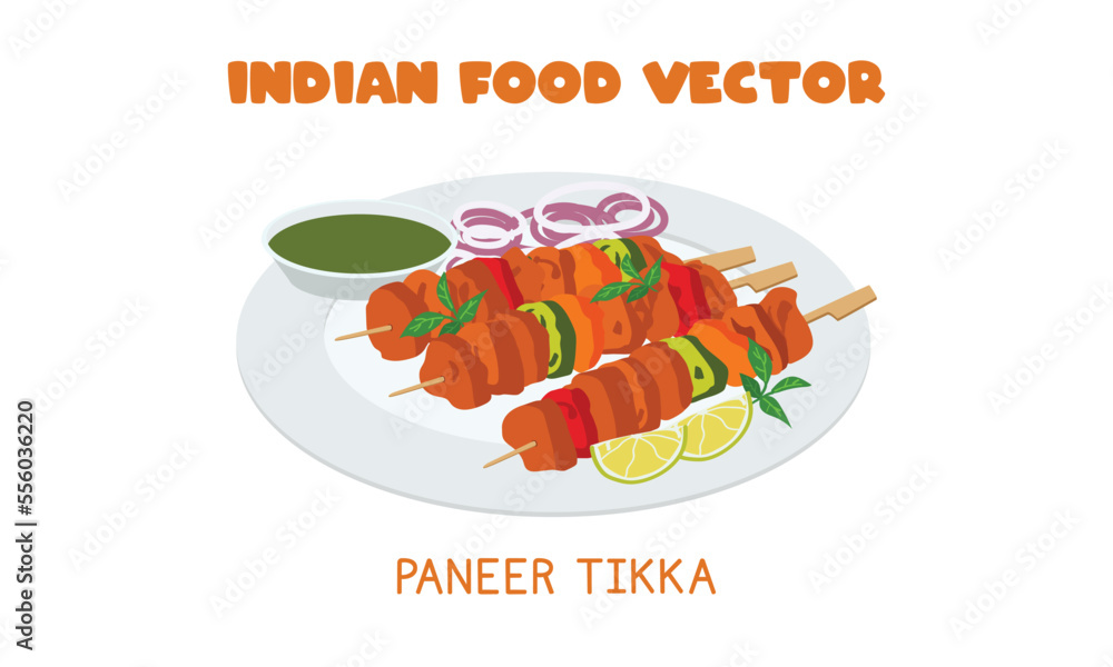 Image vectorielle Stock Indian Paneer Tikka - Indian grilled paneer ...
