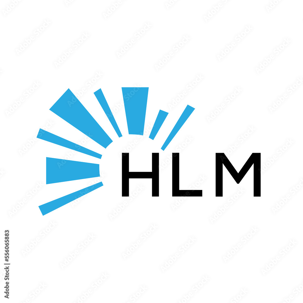 HLM letter logo. HLM blue image on white background and black letter ...