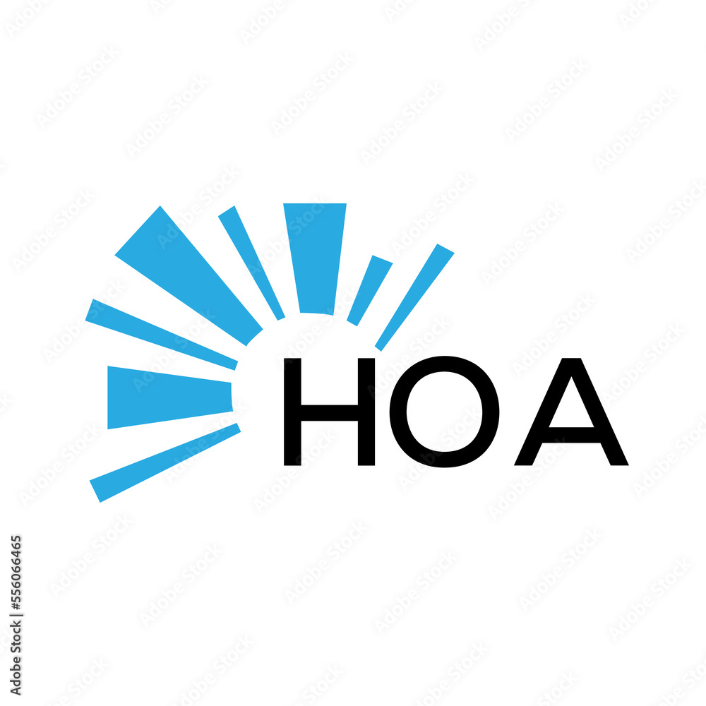 HOA letter logo. HOA blue image on white background and black letter ...