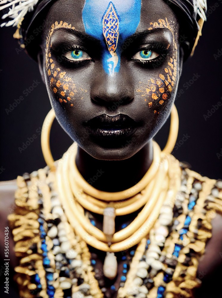 Beautiful african girl with tribal face paint ,not a real person, made ...