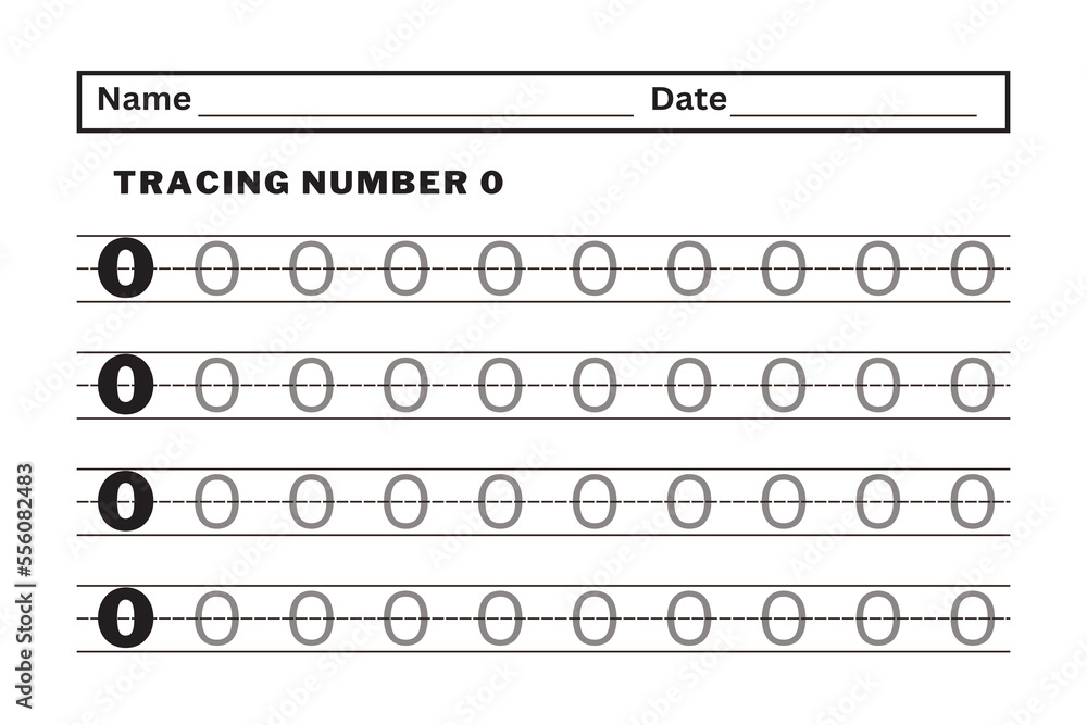 Writing practice number Zero printable worksheet for preschool ...