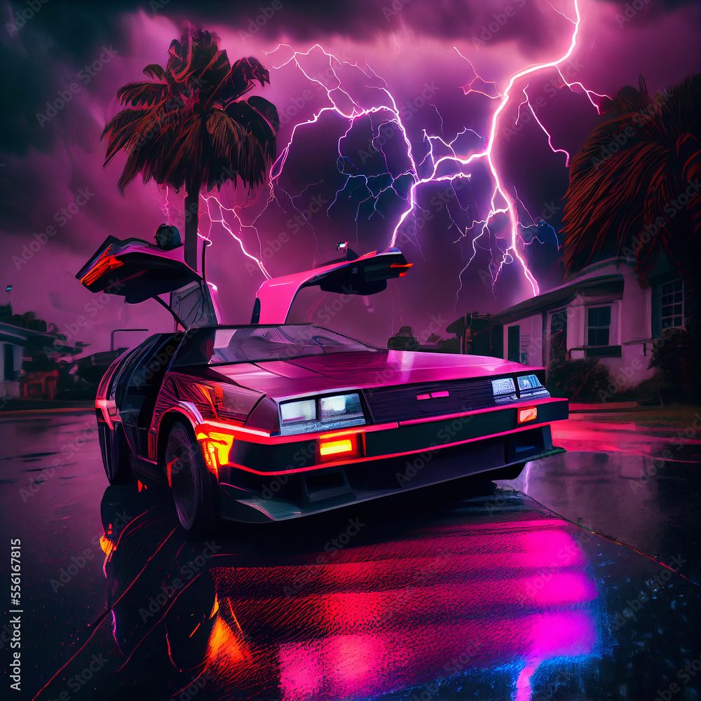 Synthwave Outrun Music Album Cover art Stock Illustration | Adobe Stock