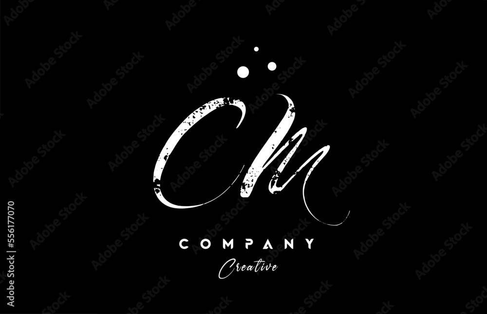 vintage CM alphabet letter logo icon combination design with dots ...