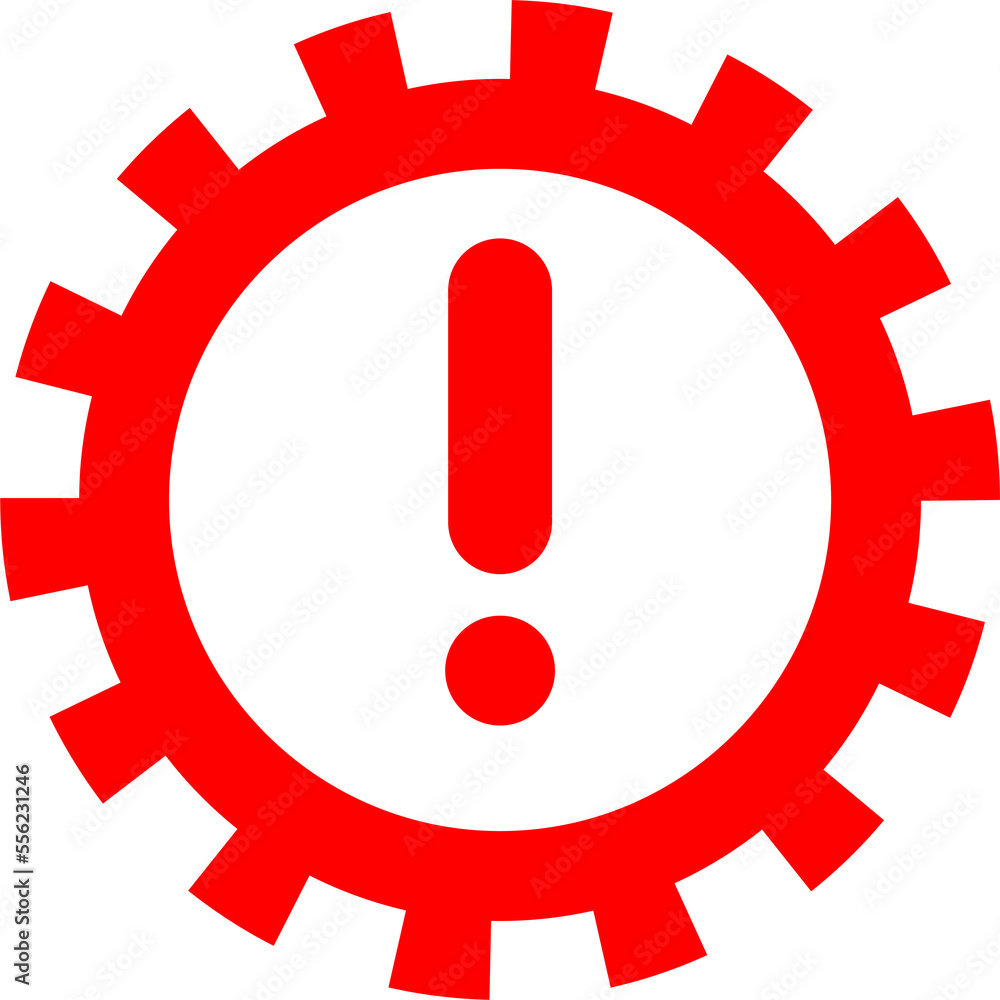 Ilustração The red gear symbol is the transmission version of a check ...