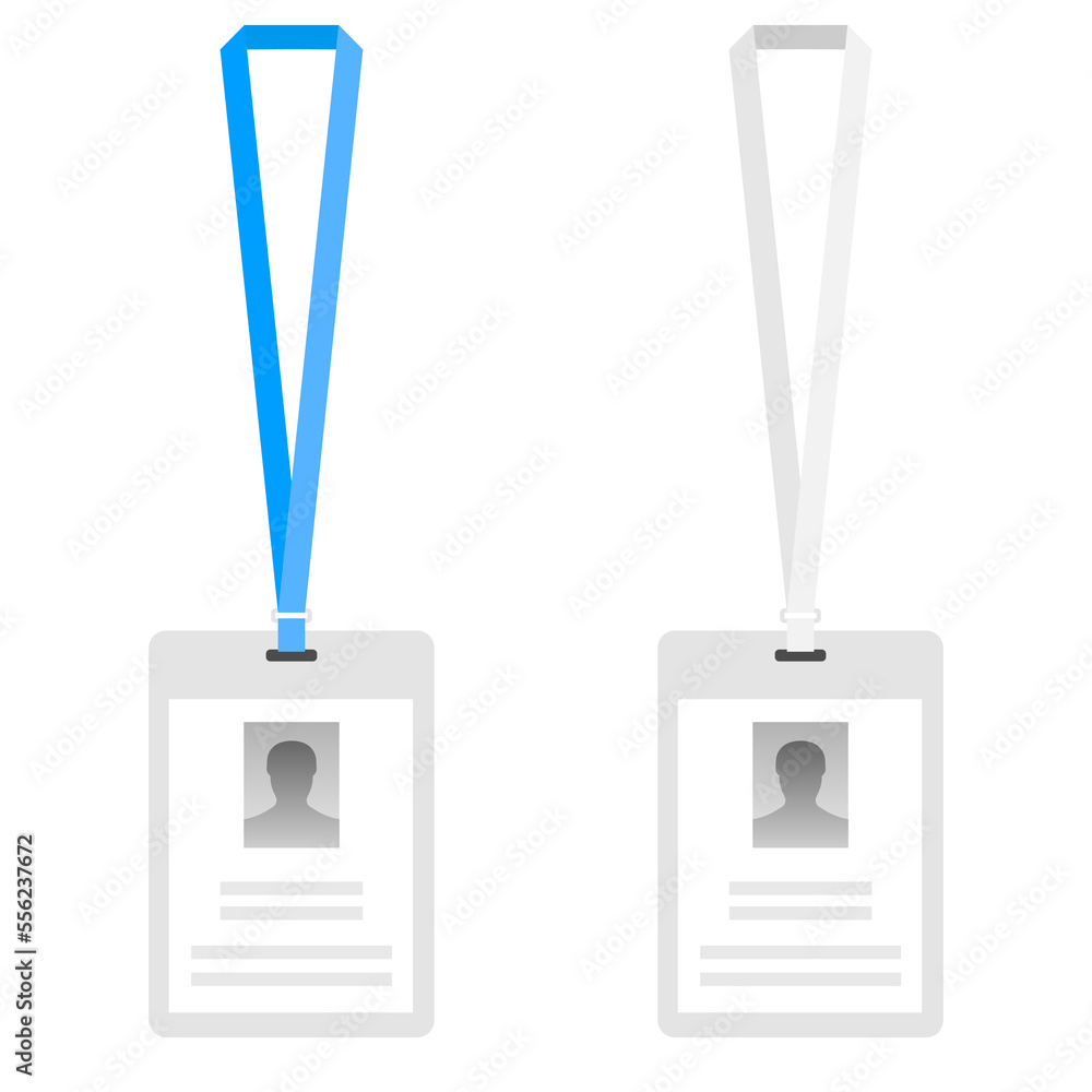 Name tag holder, lanyard badge set with icons. design template of id ...