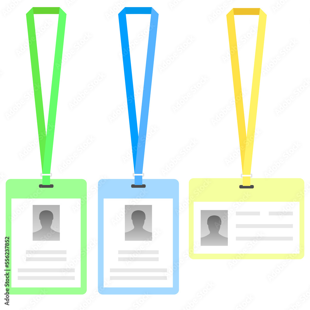 Name tag holder, lanyard badge set with icons. design template of id ...