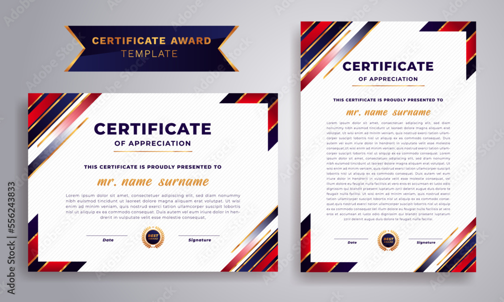 Modern certificate award design template. Certificate of appreciation design with luxury pattern ...