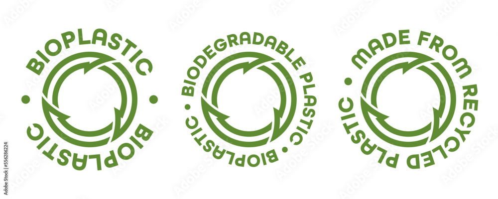 Bioplastic, biodegradable plastic and made from recycled plastic ...