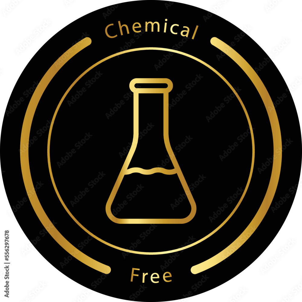 Vetor Chemical Free Symbol Icon. chemical free label sign. round stamp ...