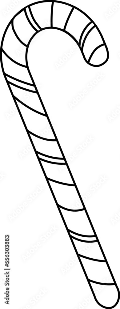 Vector Outline Candy Canes Set Tied up by Ribbon Bow. Christmas and New ...