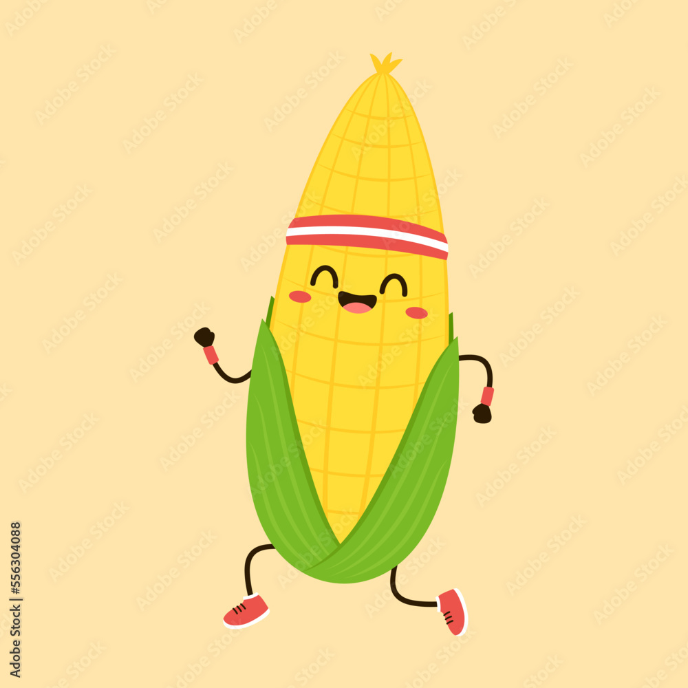 Corn cartoon vector. Cute vegetable vector character isolated on white ...