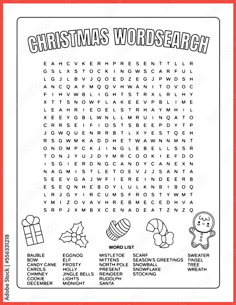 Holiday word search puzzle, Christmas word puzzle. Christmas activity ...