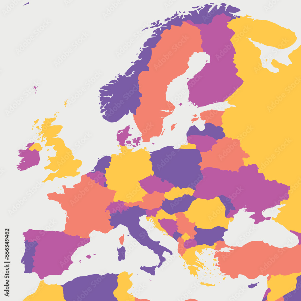 Europe blank map. High detailed political map of european continent ...