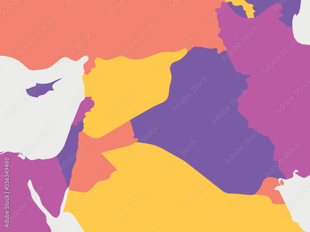 Middle East blank map. High detailed political map of Middle East ...