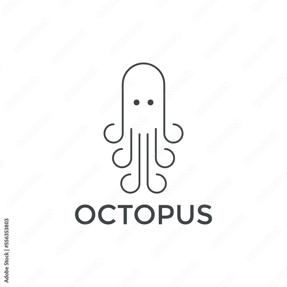 Simple and minimalist octopus logo. Fresh octopus restaurant logo ...