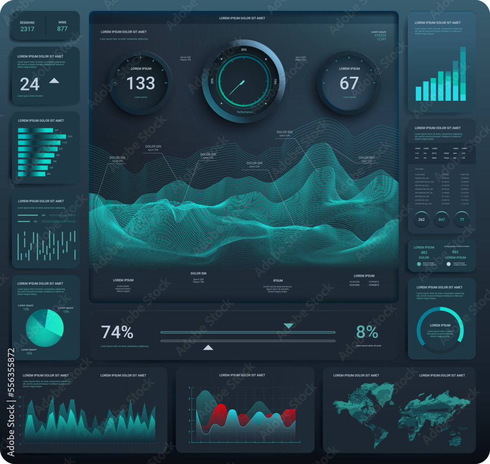 Futuristic dashboard design with charts, planet and graphs. HUD data ... Futuristic dashboard design with charts, planet and graphs. HUD data ...