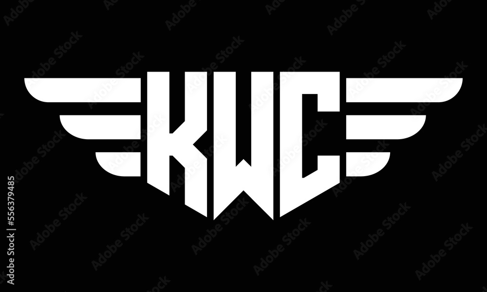 KWC three letter logo, creative wings shape logo design vector template ...
