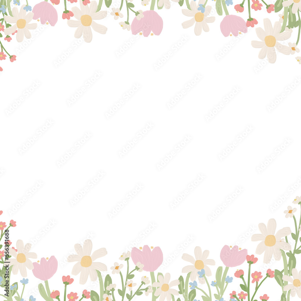 oil paint wild flower frame banner background Stock Illustration ...
