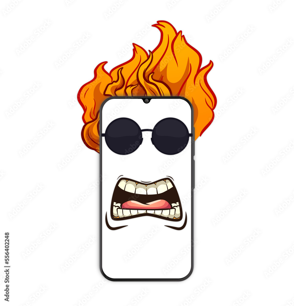 Phone Mockup and Startled Face Expression Emoticon with Sunglasses and ...