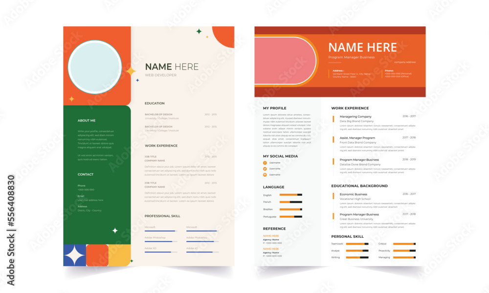 Professional Resume CV Template Layout. Beautiful CV / Resume template ...