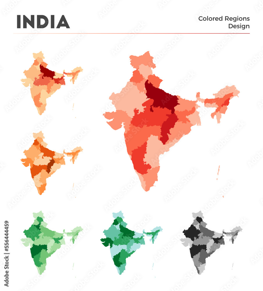 India map collection. Borders of India for your infographic. Colored ...