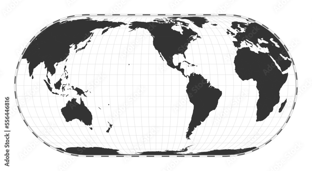Vektor Vector world map. Herbert Hufnagel's pseudocylindrical equal ...