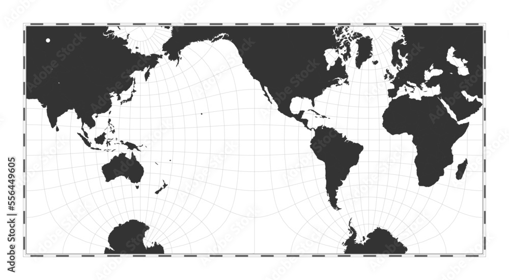 Vector world map. Guyyou hemisphere-in-a-square projection. Plain world ...