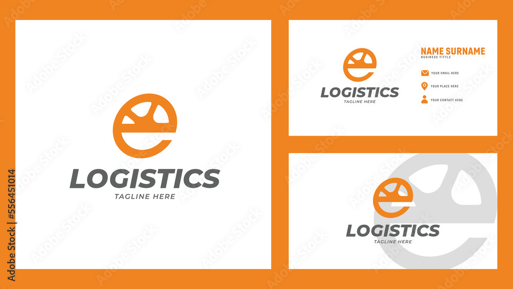 letter e logistics company logo with business card design Stock Vector ...