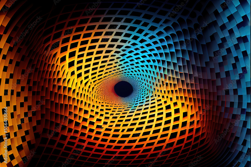 colorful fibonacci grid abstract background with halftone, generative ...