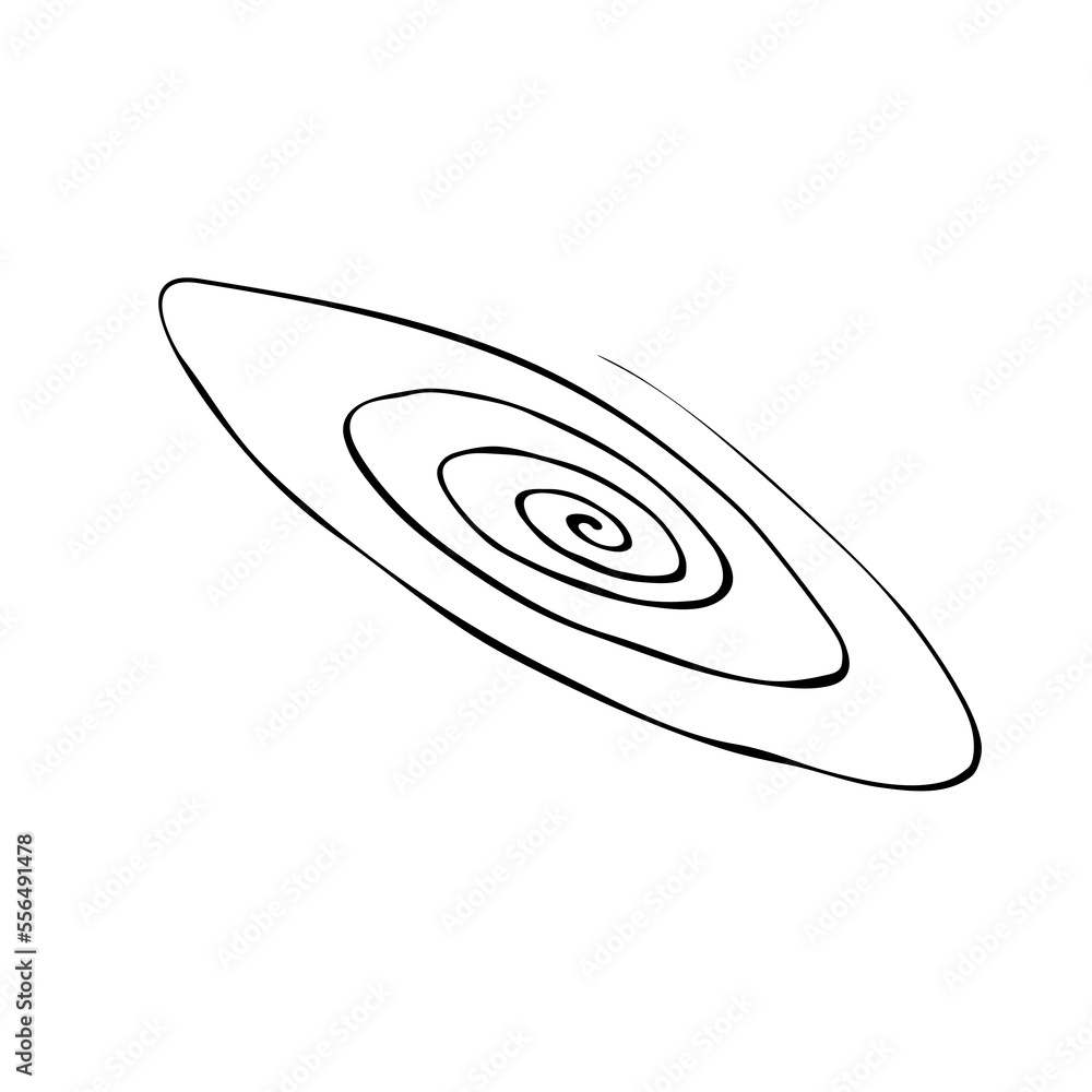Vector flat spiral disk in doodle style. Abstract Galaxy icon. Outer ...