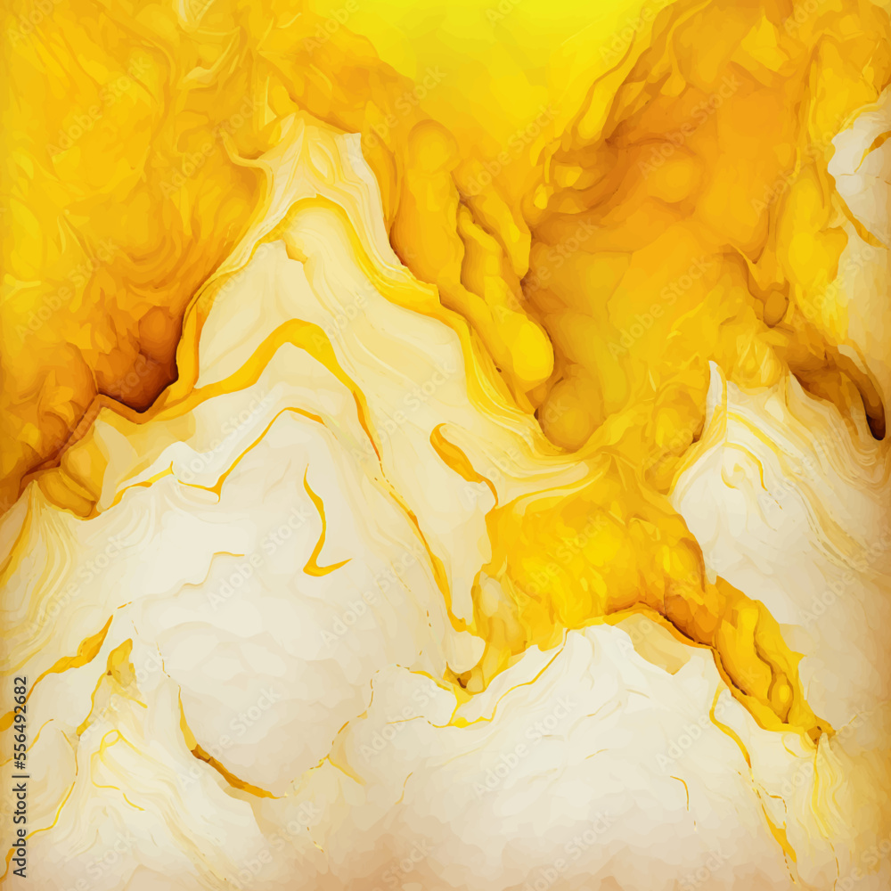 Yellow and gold marble pattern. Alcohol ink technique stone texture ...