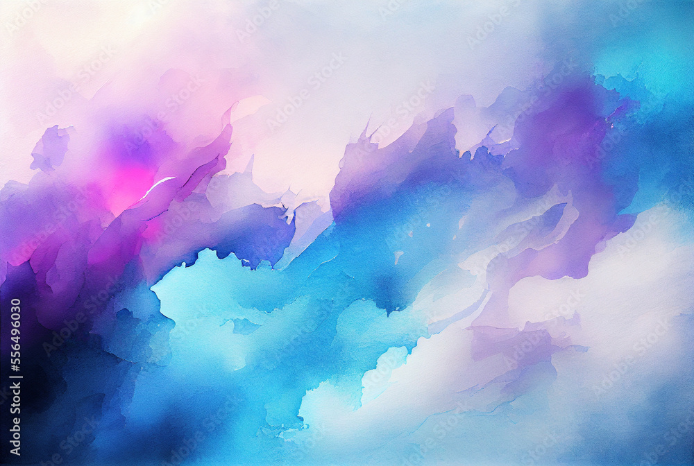 Abstract blue purple watercolor background, paint texture, created with ...